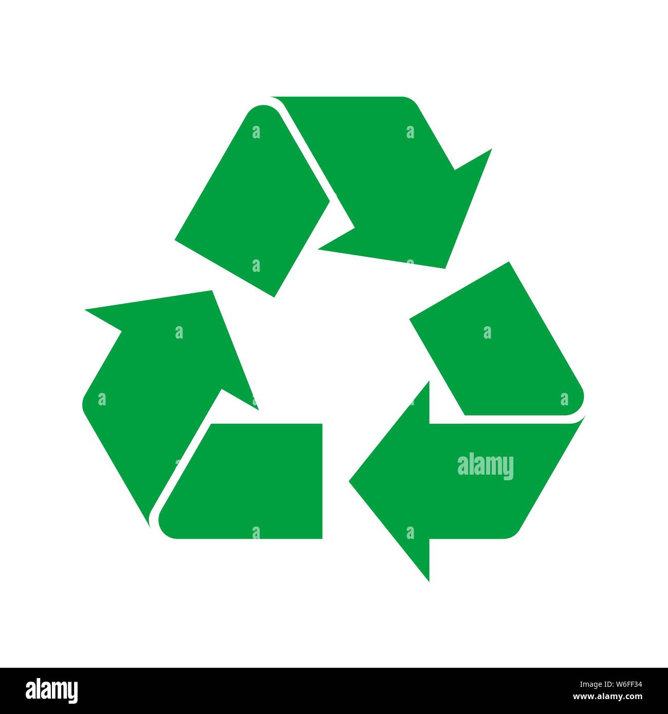 Simple green recycle icon on white background. Sign or symbol for ...