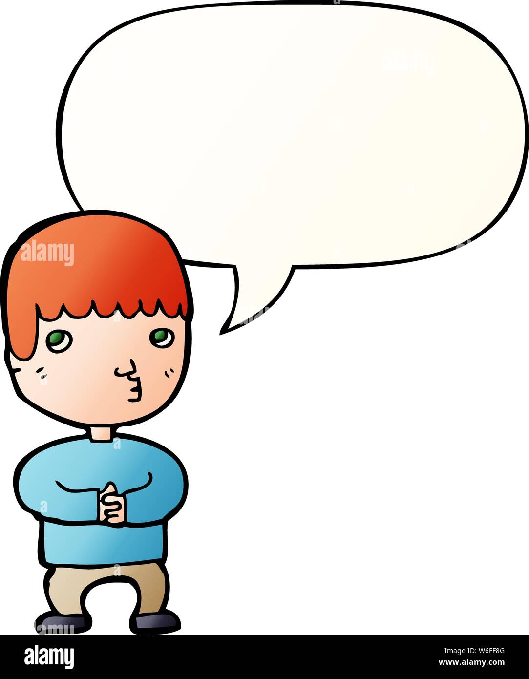cartoon man thinking with speech bubble in smooth gradient style Stock ...