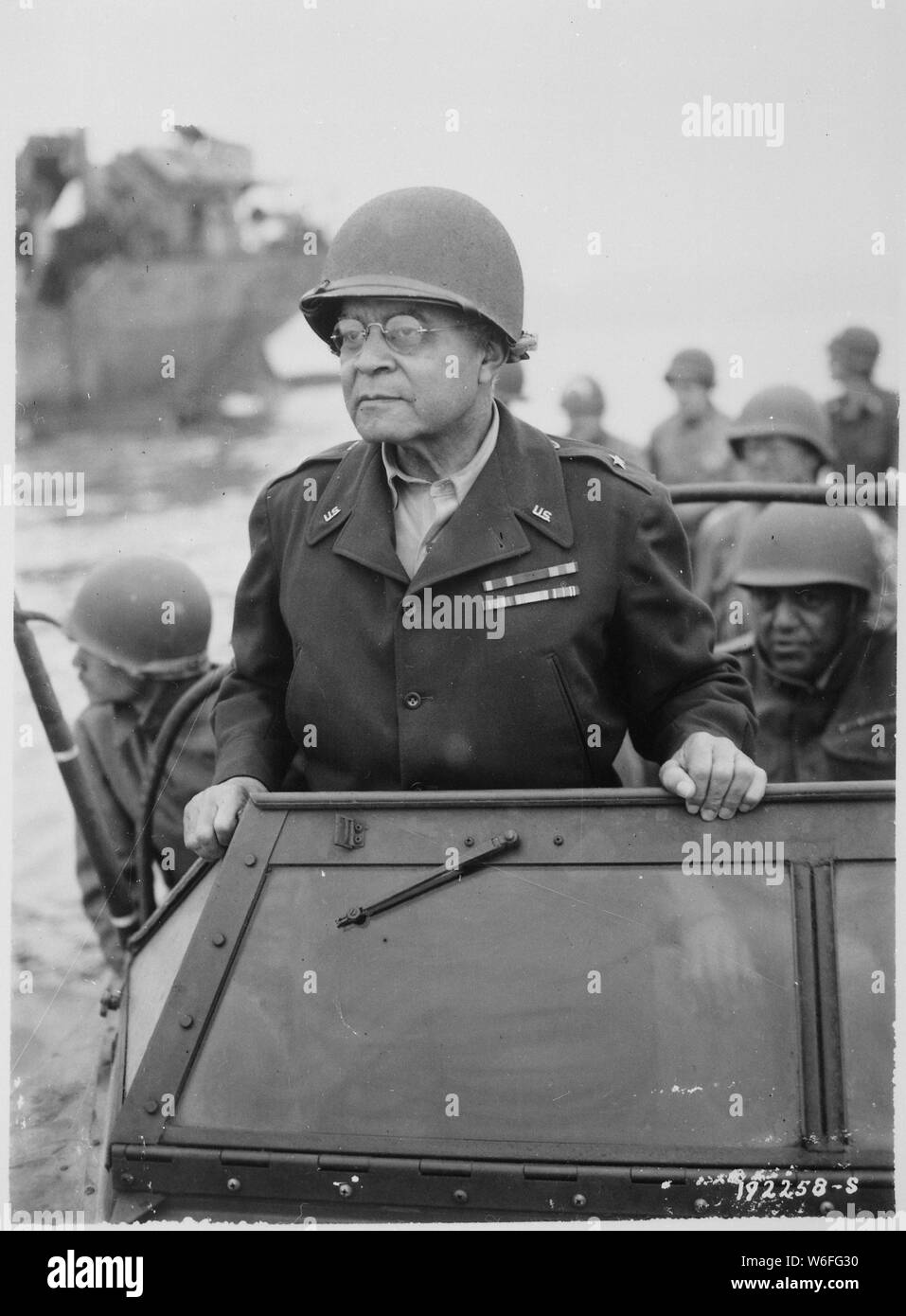 Brigadier General Benjamin O. Davis watches a Signal Corps crew ...