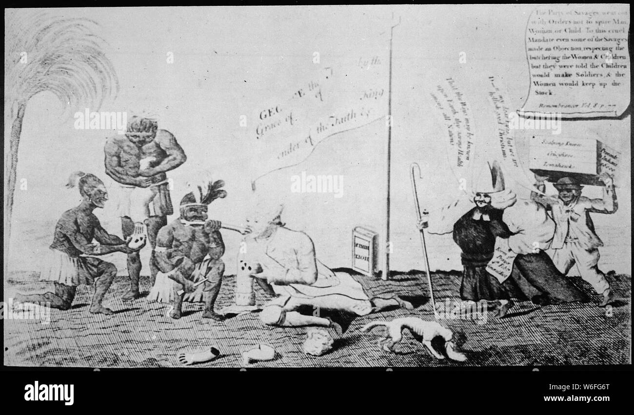 British cartoon criticizing the King's use of Indians in the war, ca ...