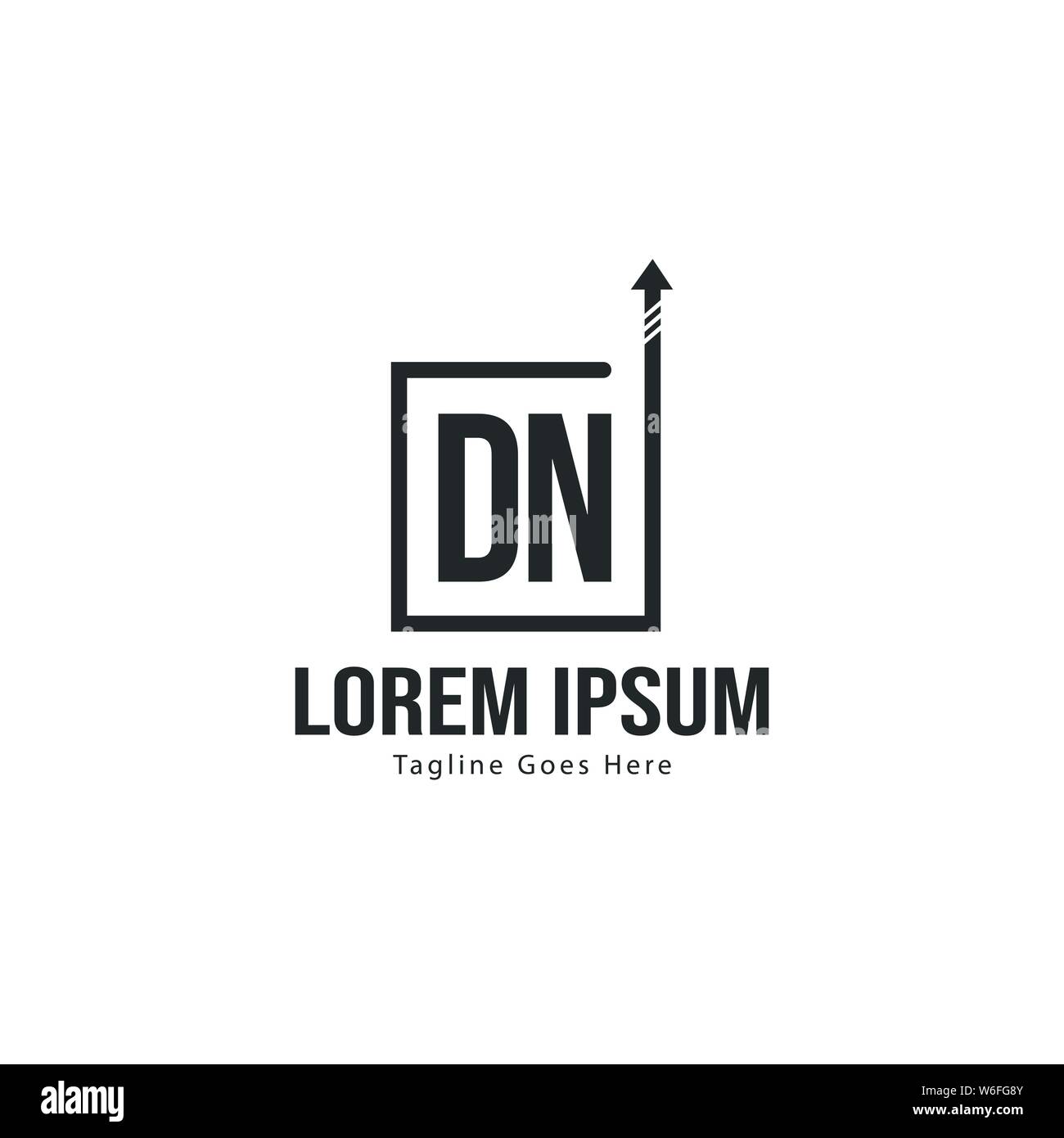 Initial DN logo template with modern frame. Minimalist DN letter logo ...