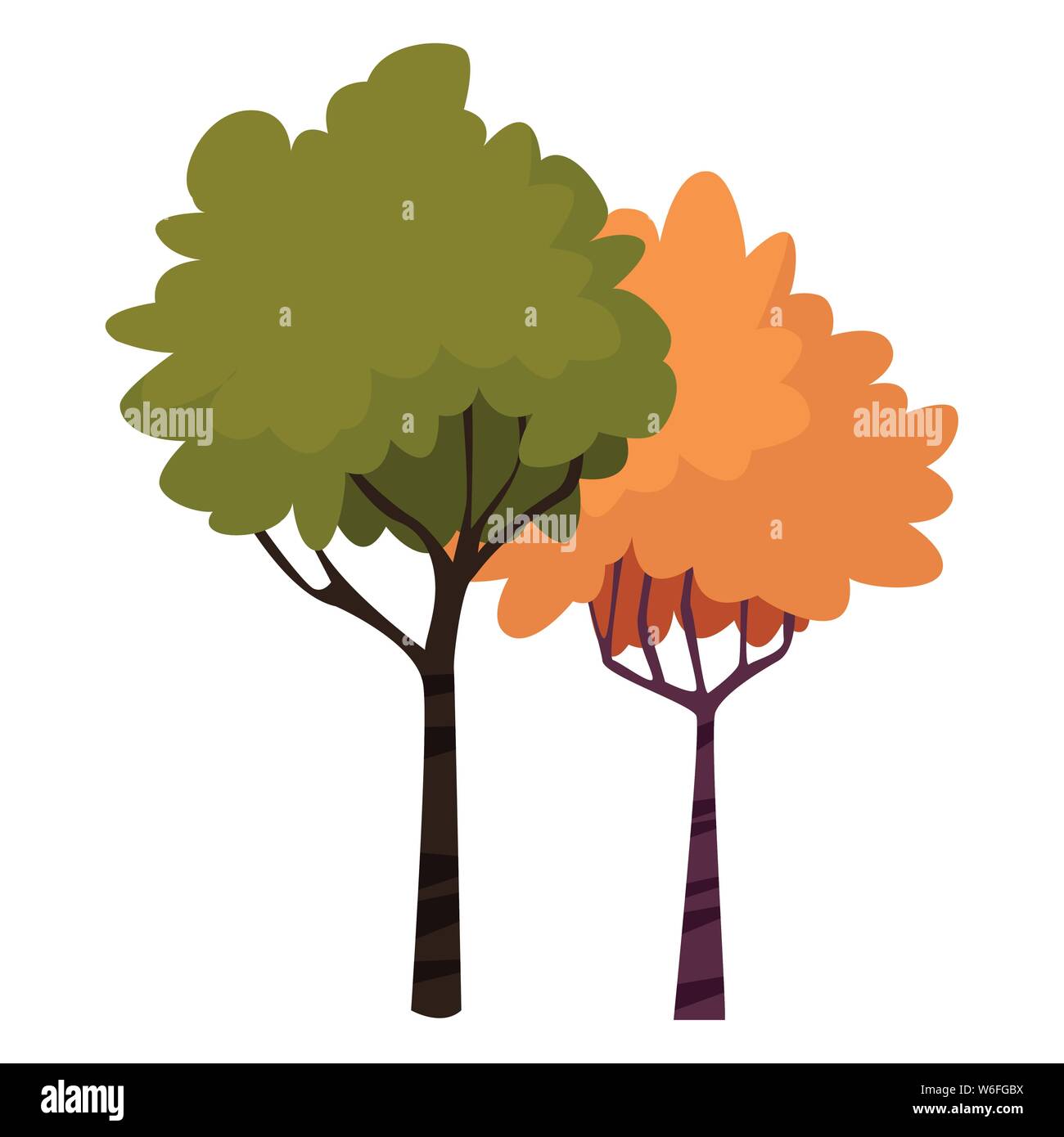 Nature trees with leaves isolated cartoon Stock Vector Image & Art - Alamy