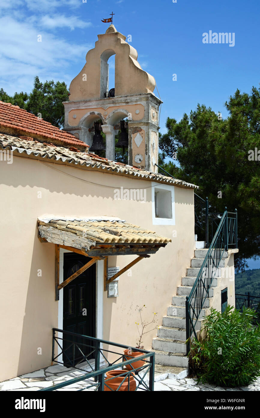 Hilltop church, village of Chlomos, Corfu, Greece Stock Photo - Alamy