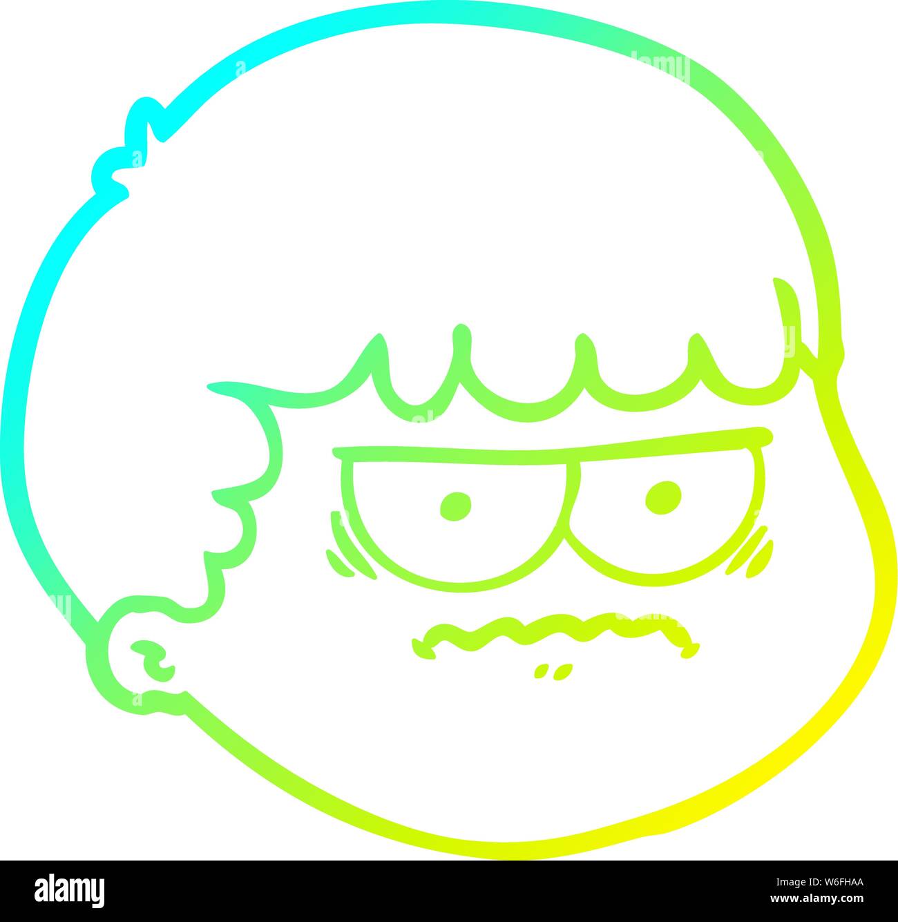 cold gradient line drawing of a cartoon male face Stock Vector Image ...