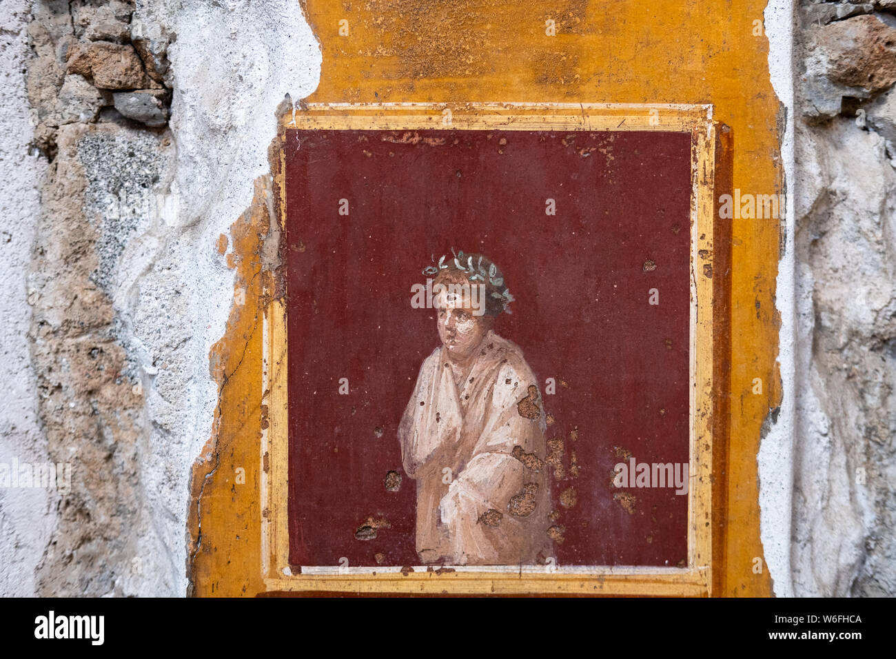 ancient frescoed plaster of a house in Pompeii Stock Photo - Alamy