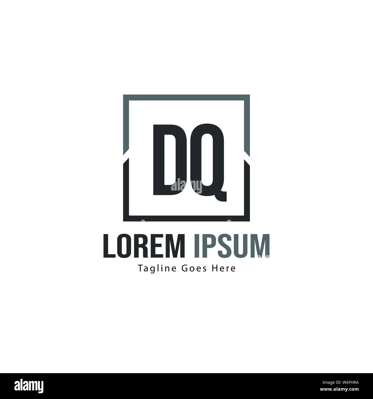 Initial DQ logo template with modern frame. Minimalist DQ letter logo ...