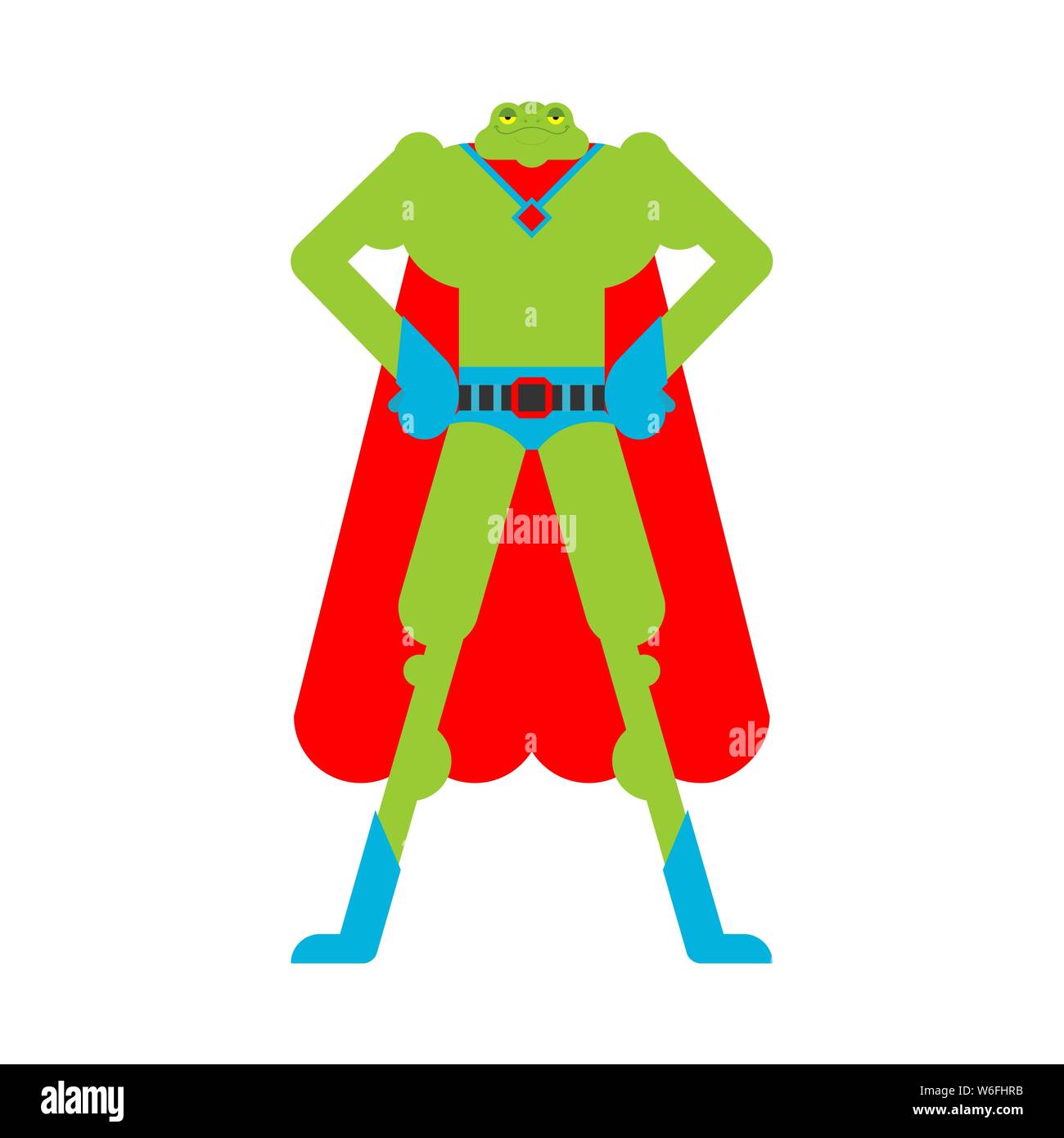 Frog superhero. Super Toad in mask and raincoat. Strong amphibian Stock ...