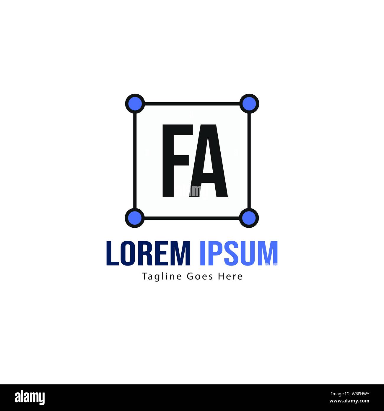 Initial FA logo template with modern frame. Minimalist FA letter logo ...