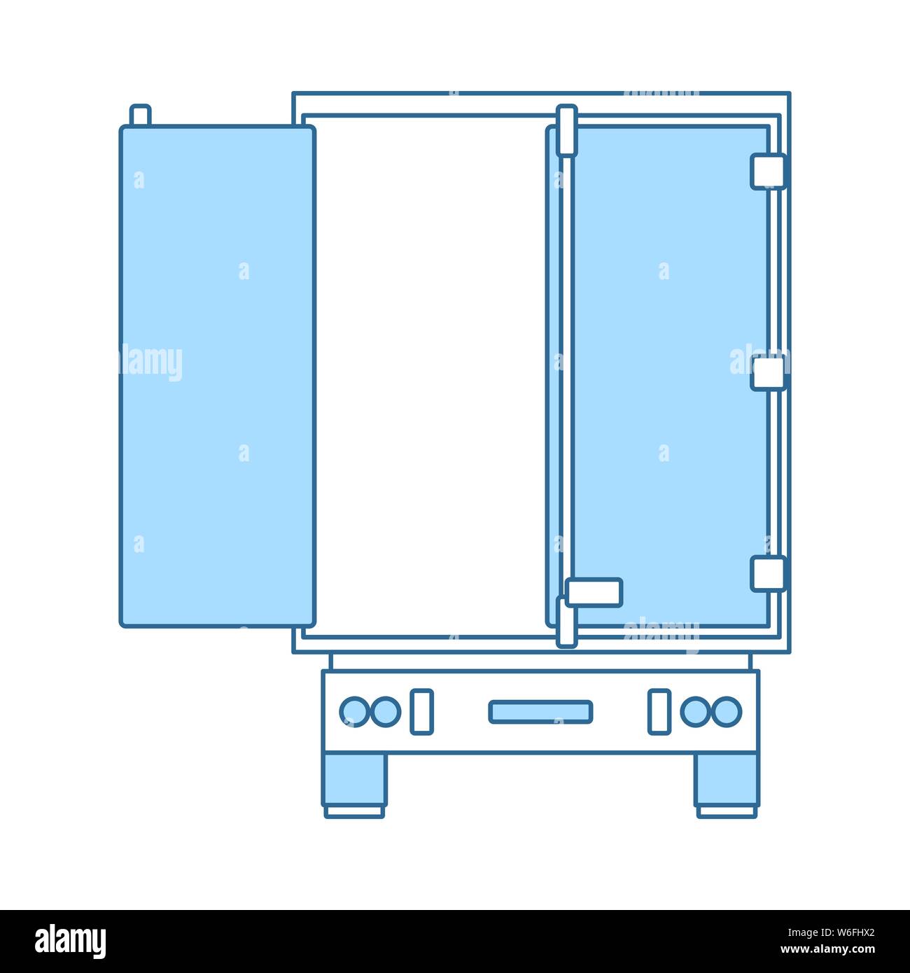 Truck Trailer Rear View Icon. Thin Line With Blue Fill Design. Vector ...