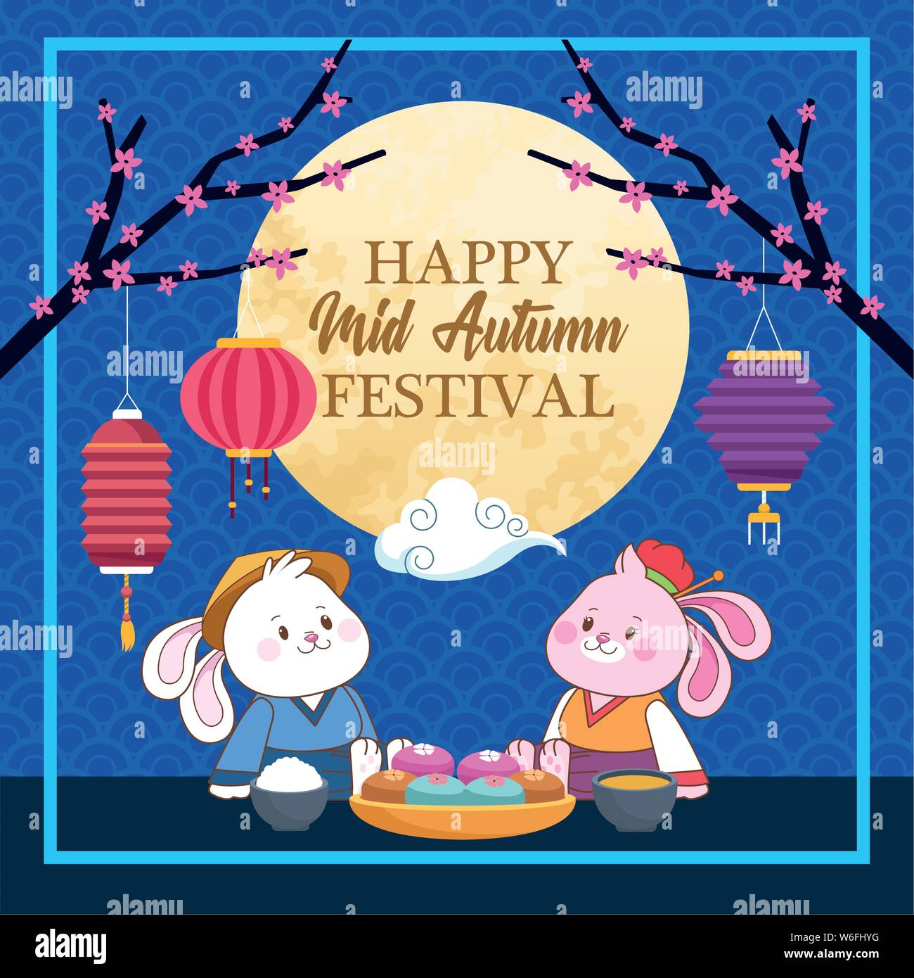 mid autumn chinese festival cartoon Stock Vector Image & Art - Alamy