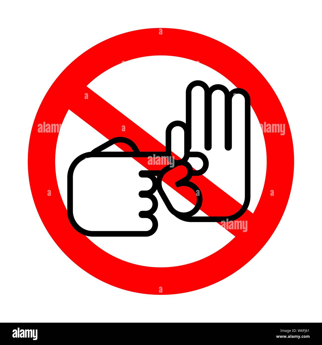 Stop Sex gesture. Ban Slang finger. Red prohibition road sign Stock ...