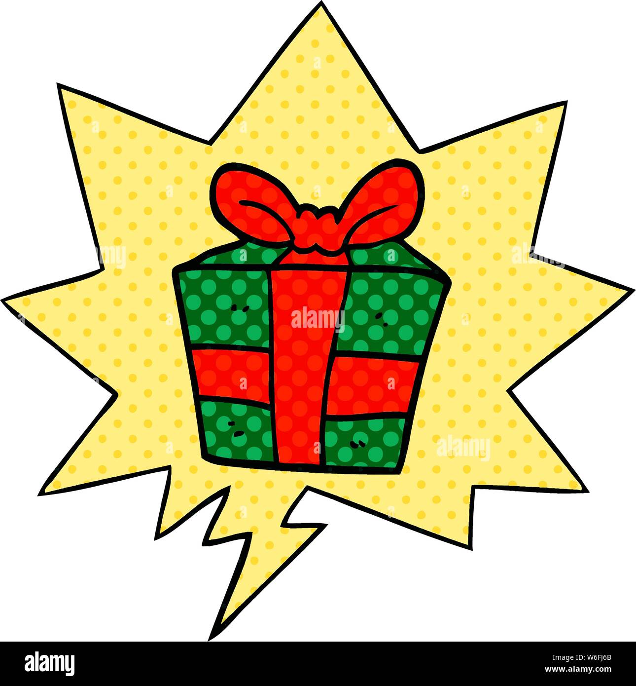 cartoon present with speech bubble in comic book style Stock Vector ...