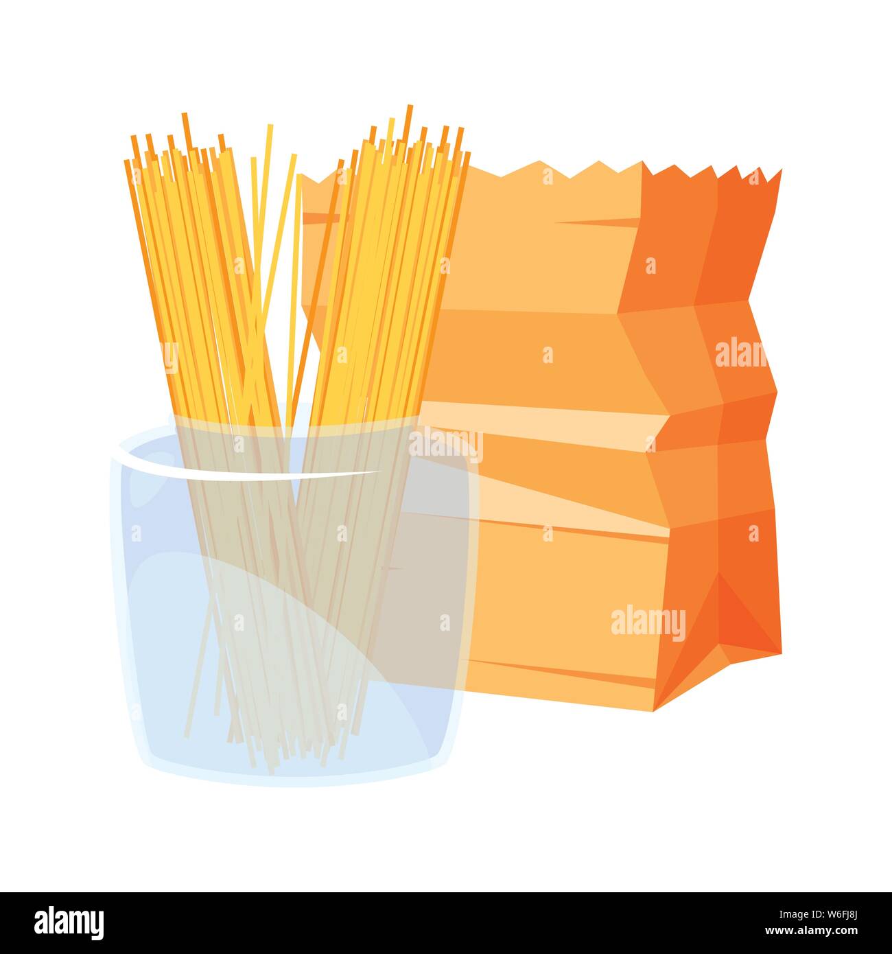 grocery paper bag and spaghetti vector illustration Stock Vector Image ...