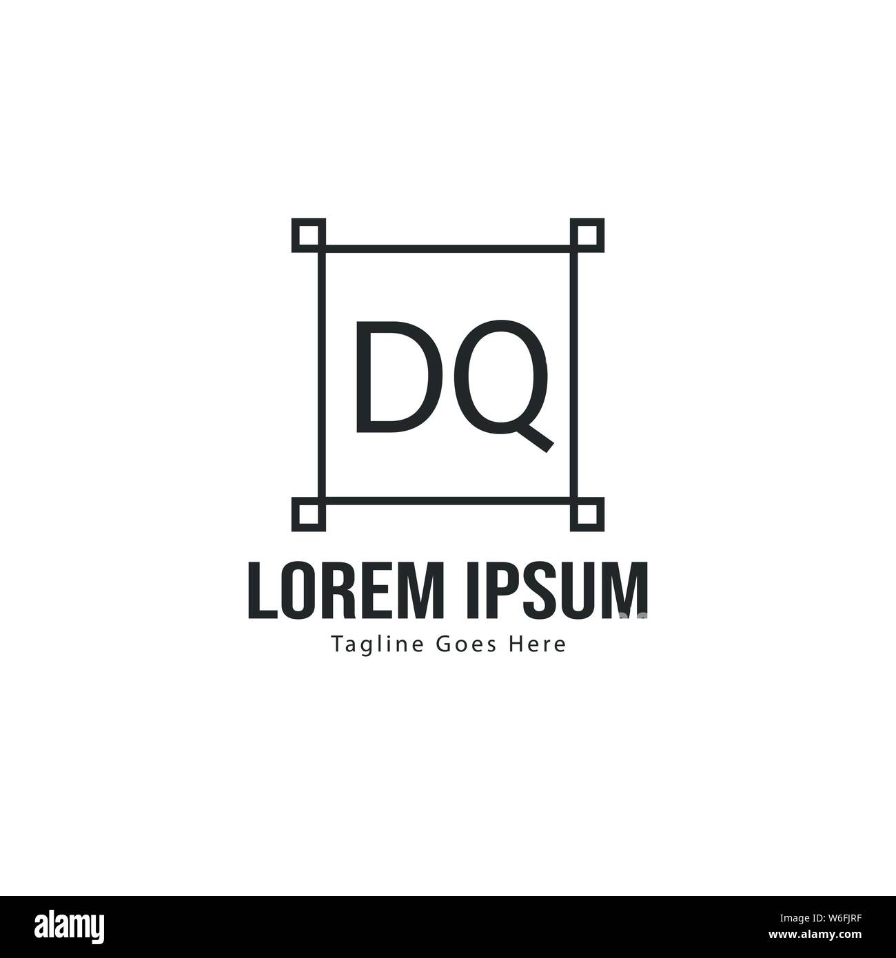 Initial DQ logo template with modern frame. Minimalist DQ letter logo ...