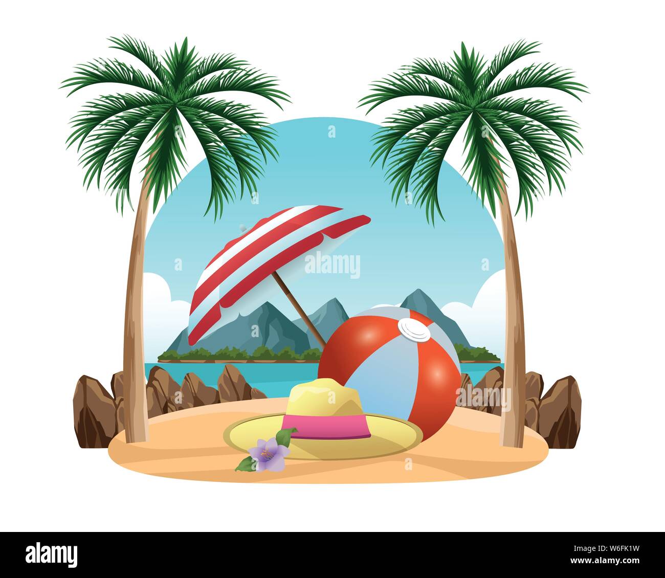 People on beach under Stock Vector Images - Alamy