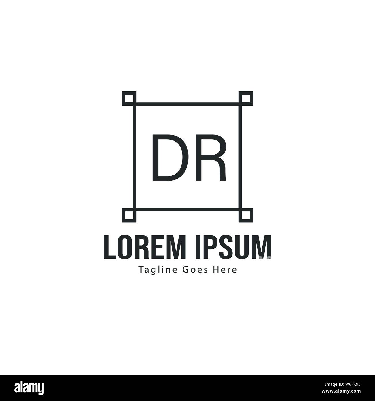 Initial DR logo template with modern frame. Minimalist DR letter logo ...