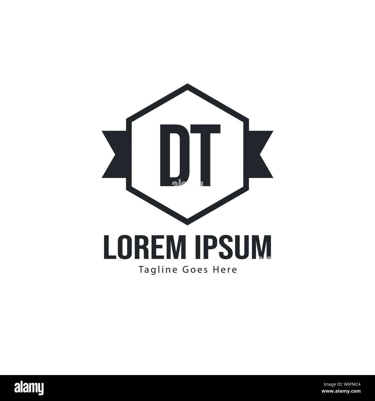 Initial DT logo template with modern frame. Minimalist DT letter logo ...