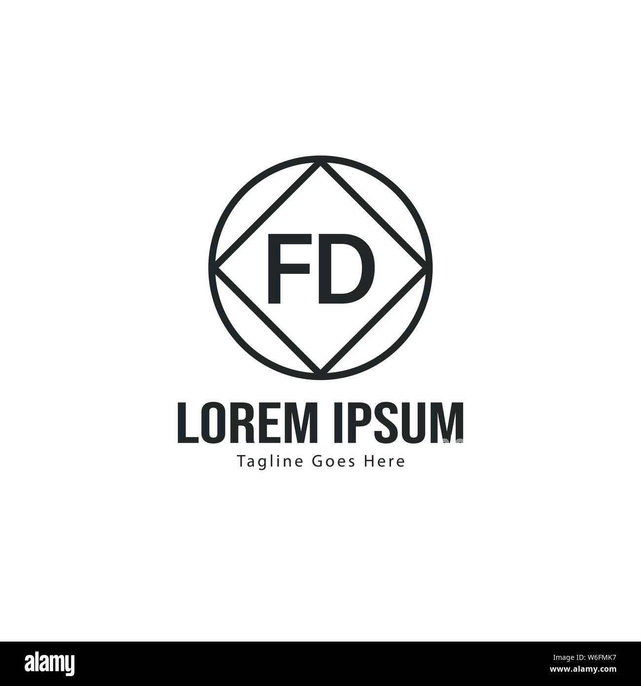Initial FD logo template with modern frame. Minimalist FD letter logo ...