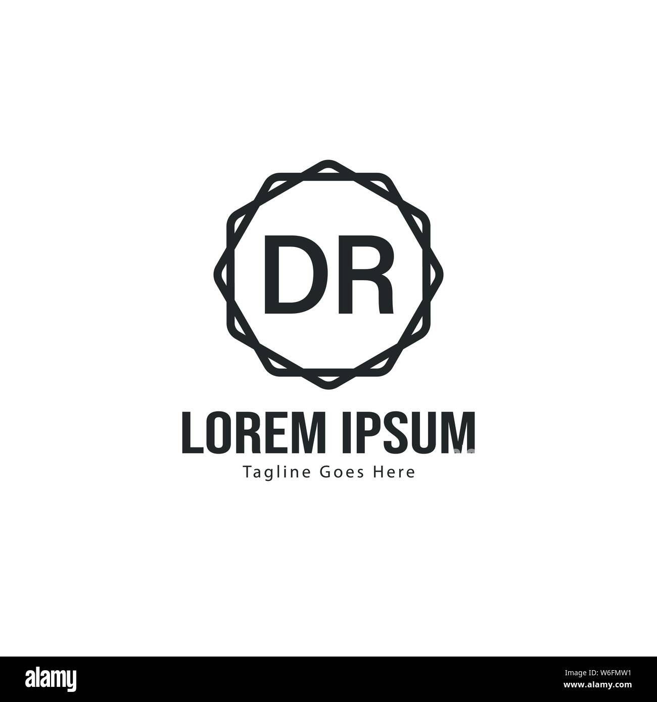 Initial DR logo template with modern frame. Minimalist DR letter logo ...