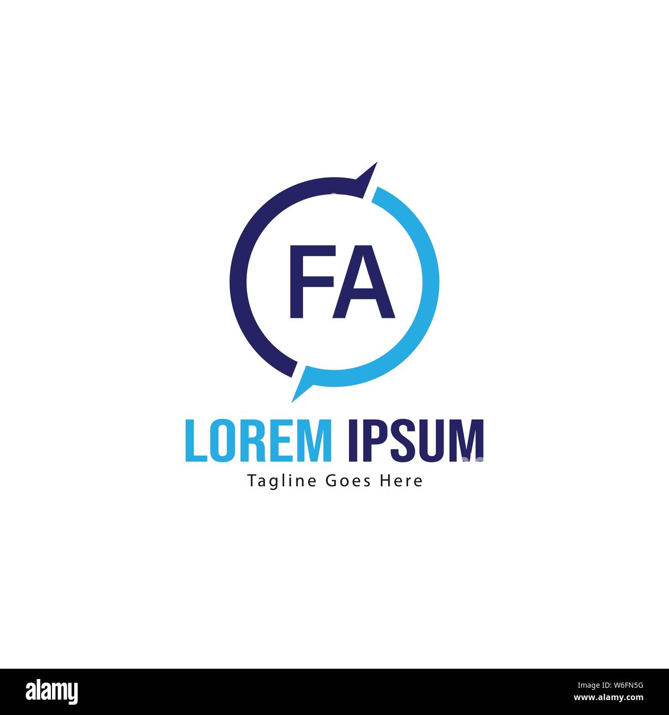 Initial FA logo template with modern frame. Minimalist FA letter logo ...