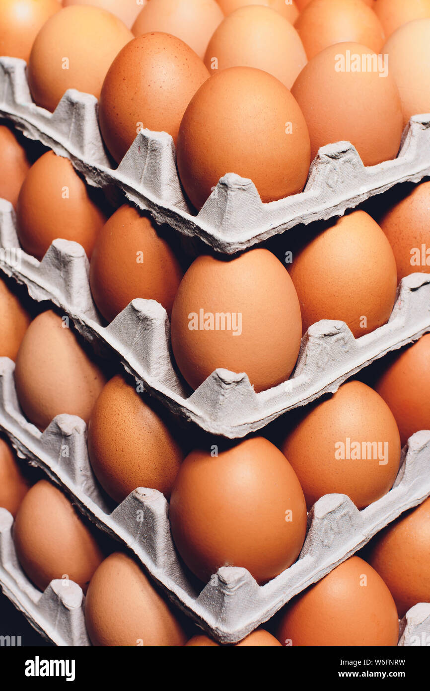 brown eggs Paper trays containers paper. many Stock Photo - Alamy