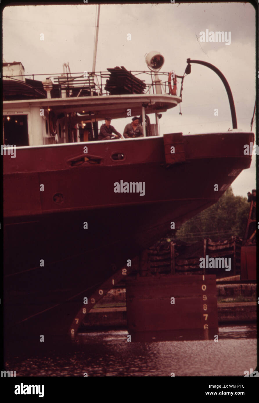 COAL FREIGHTER DOCKED IN CANAL AT THE CHARMIN PAPER COMPANY Stock Photo ...
