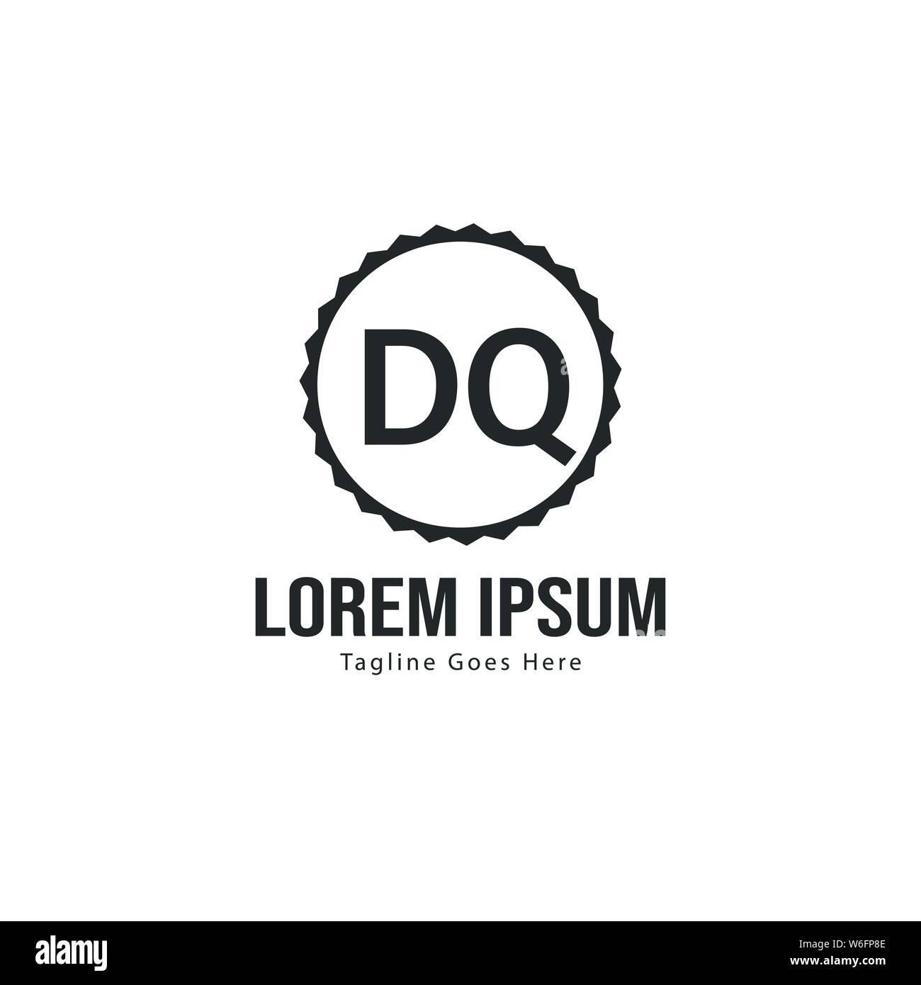 Initial DQ logo template with modern frame. Minimalist DQ letter logo ...