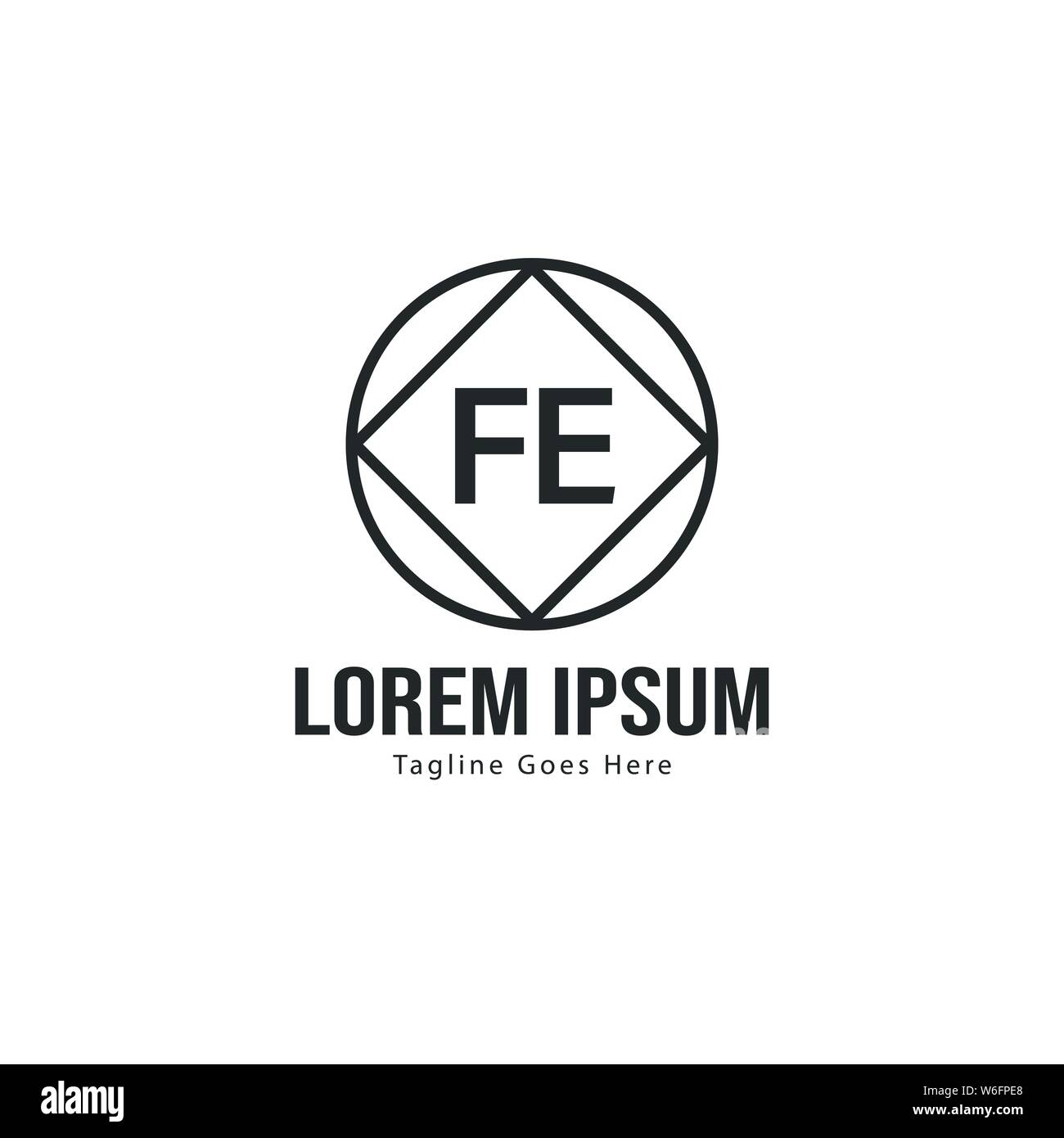 Initial FE logo template with modern frame. Minimalist FE letter logo ...