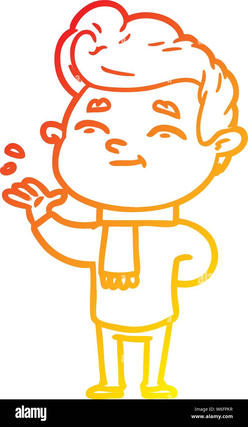 warm gradient line drawing of a happy cartoon man Stock Vector Image ...