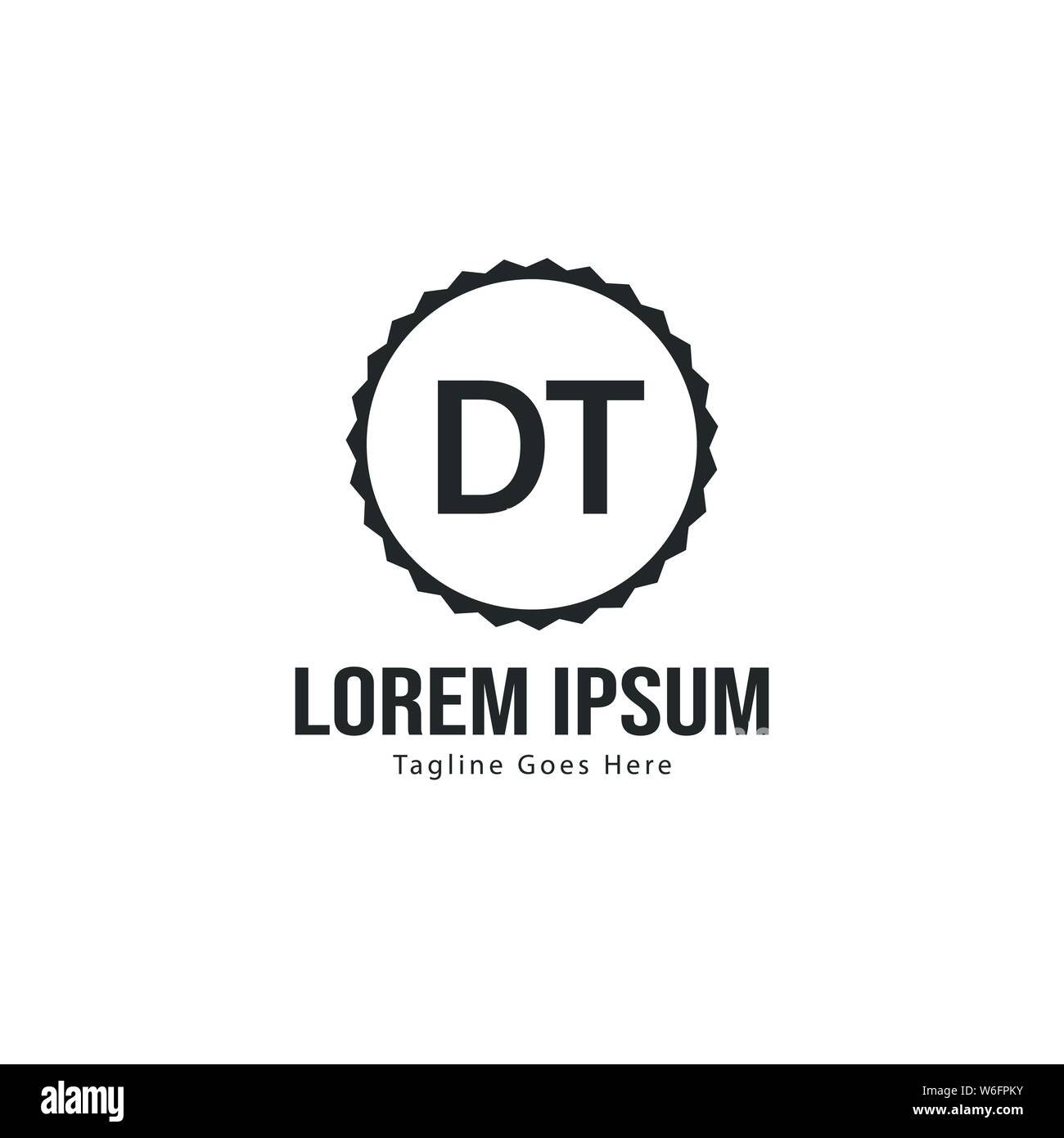 Initial DT logo template with modern frame. Minimalist DT letter logo ...
