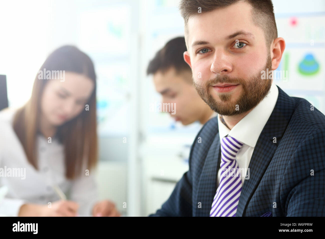 Smiling bearded man in shirt hi-res stock photography and images - Alamy