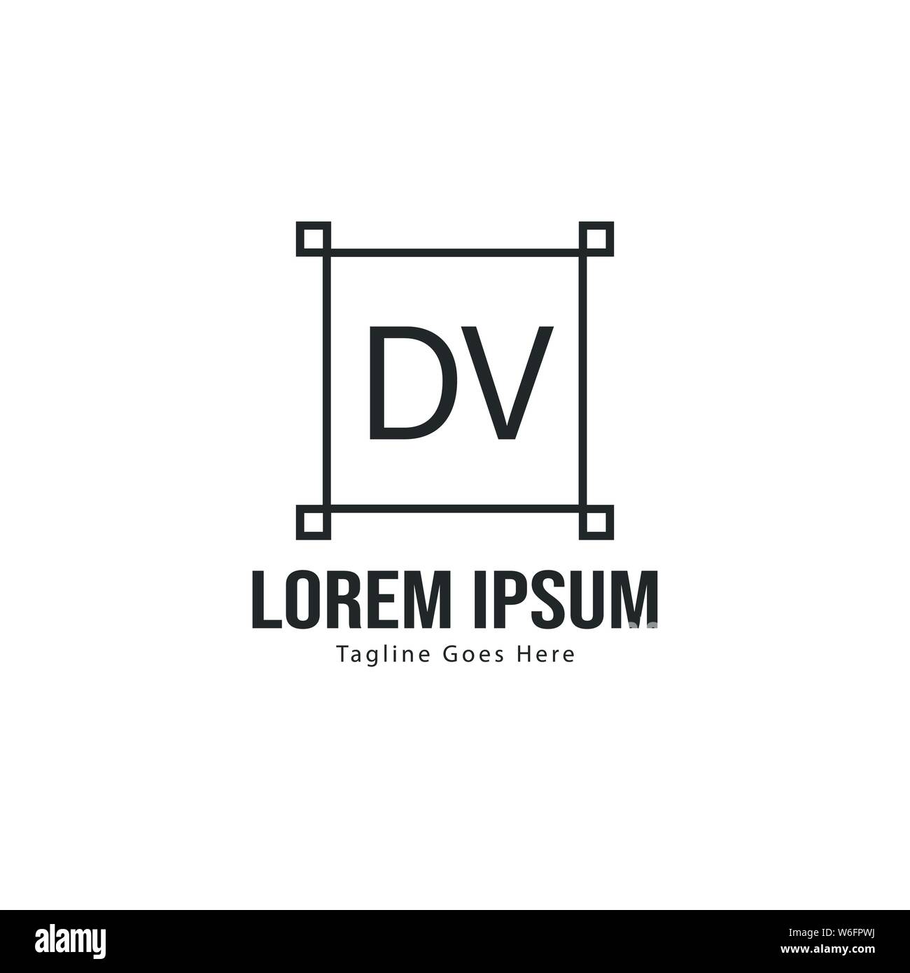 Initial DV logo template with modern frame. Minimalist DV letter logo ...