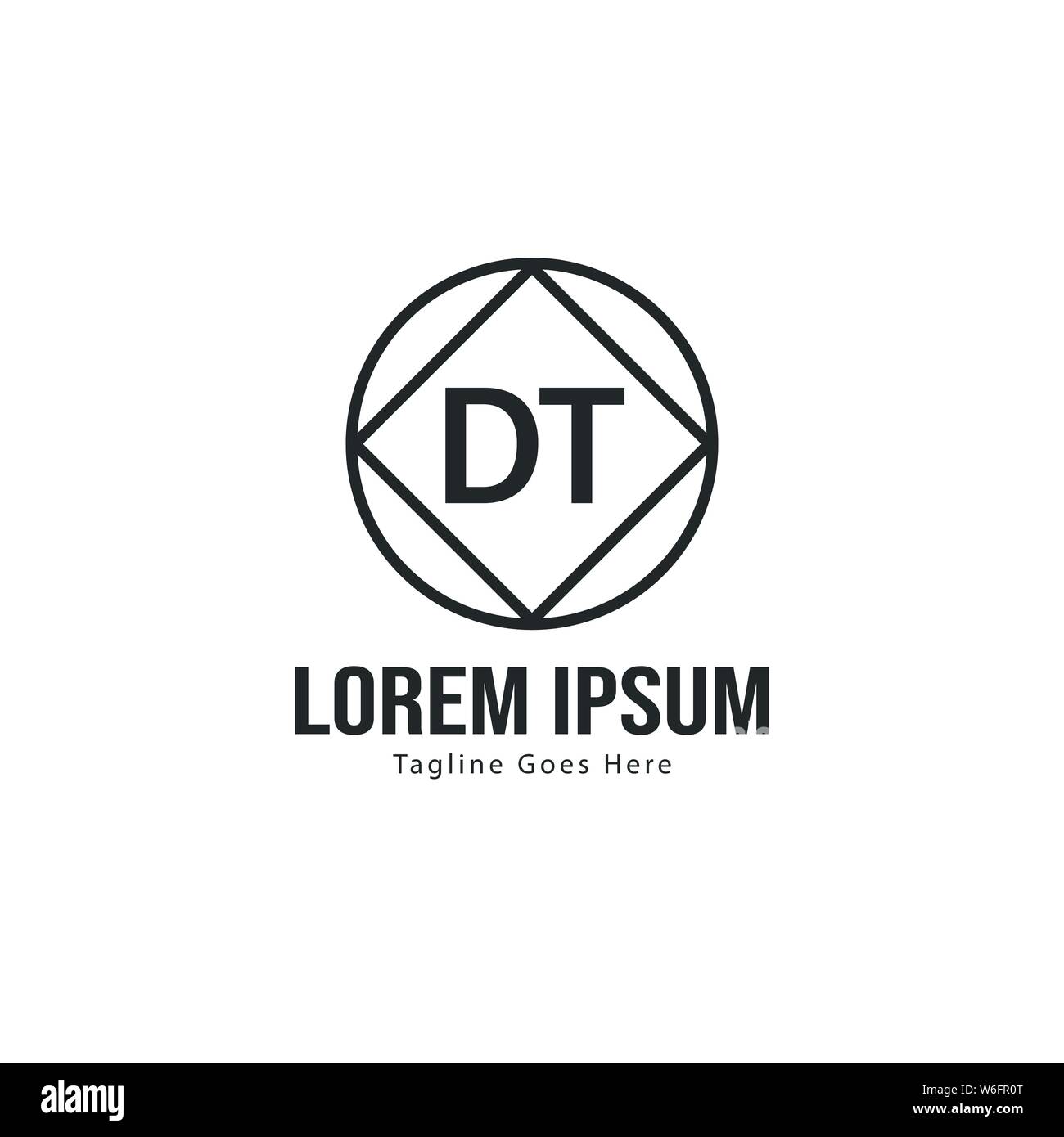 Initial DT logo template with modern frame. Minimalist DT letter logo ...