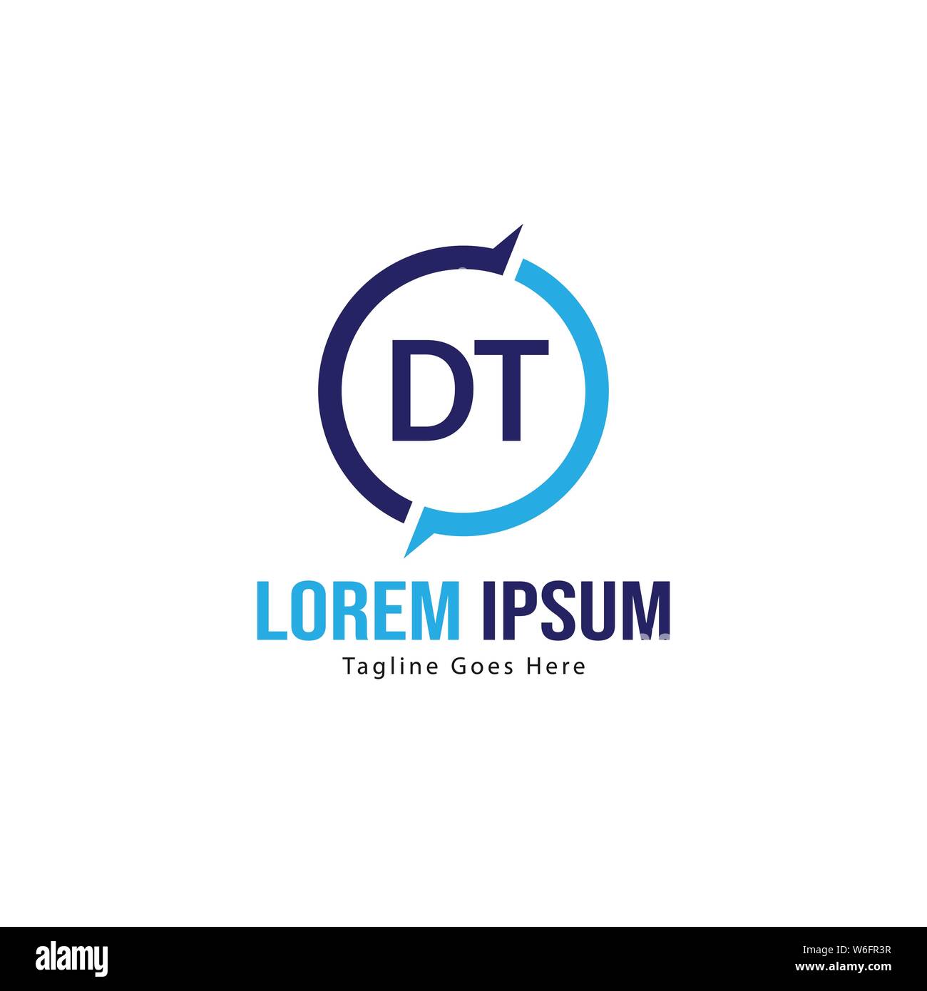 Initial DT logo template with modern frame. Minimalist DT letter logo ...