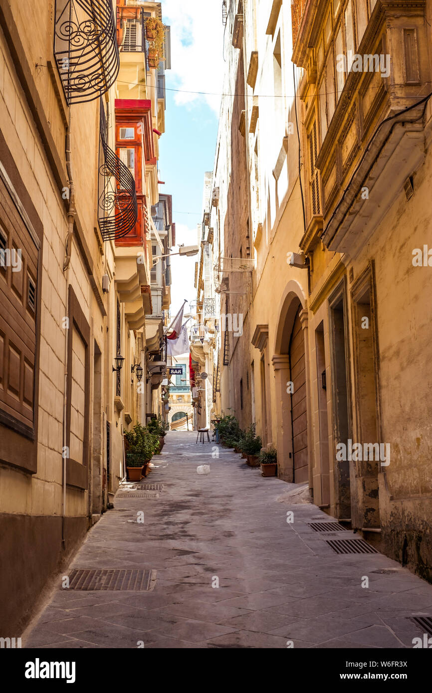 Valletta Malta, July 16 2019. Traditional architecture in Valletta Old ...