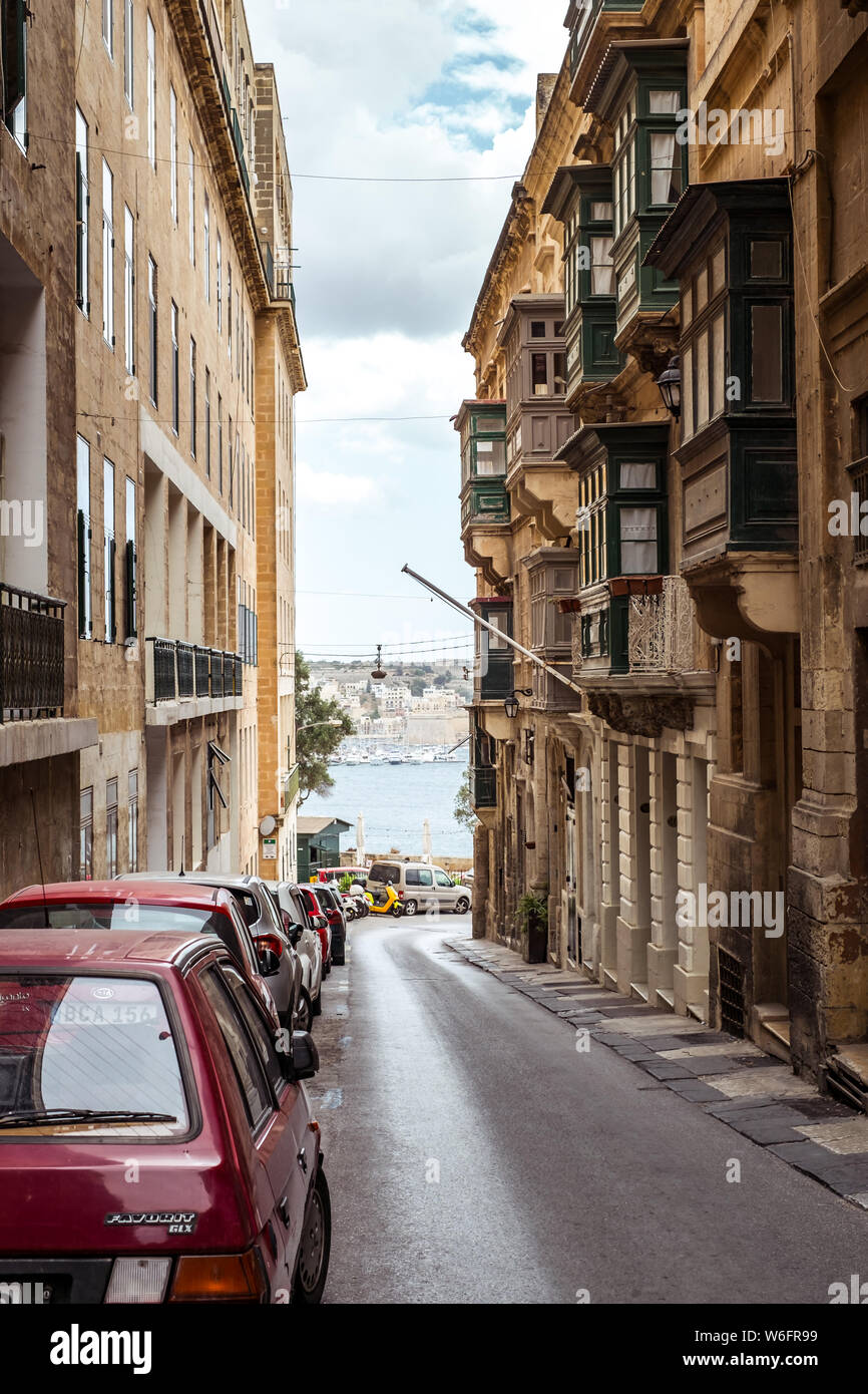 Valletta Malta, July 16 2019. Traditional architecture in Valletta Old ...
