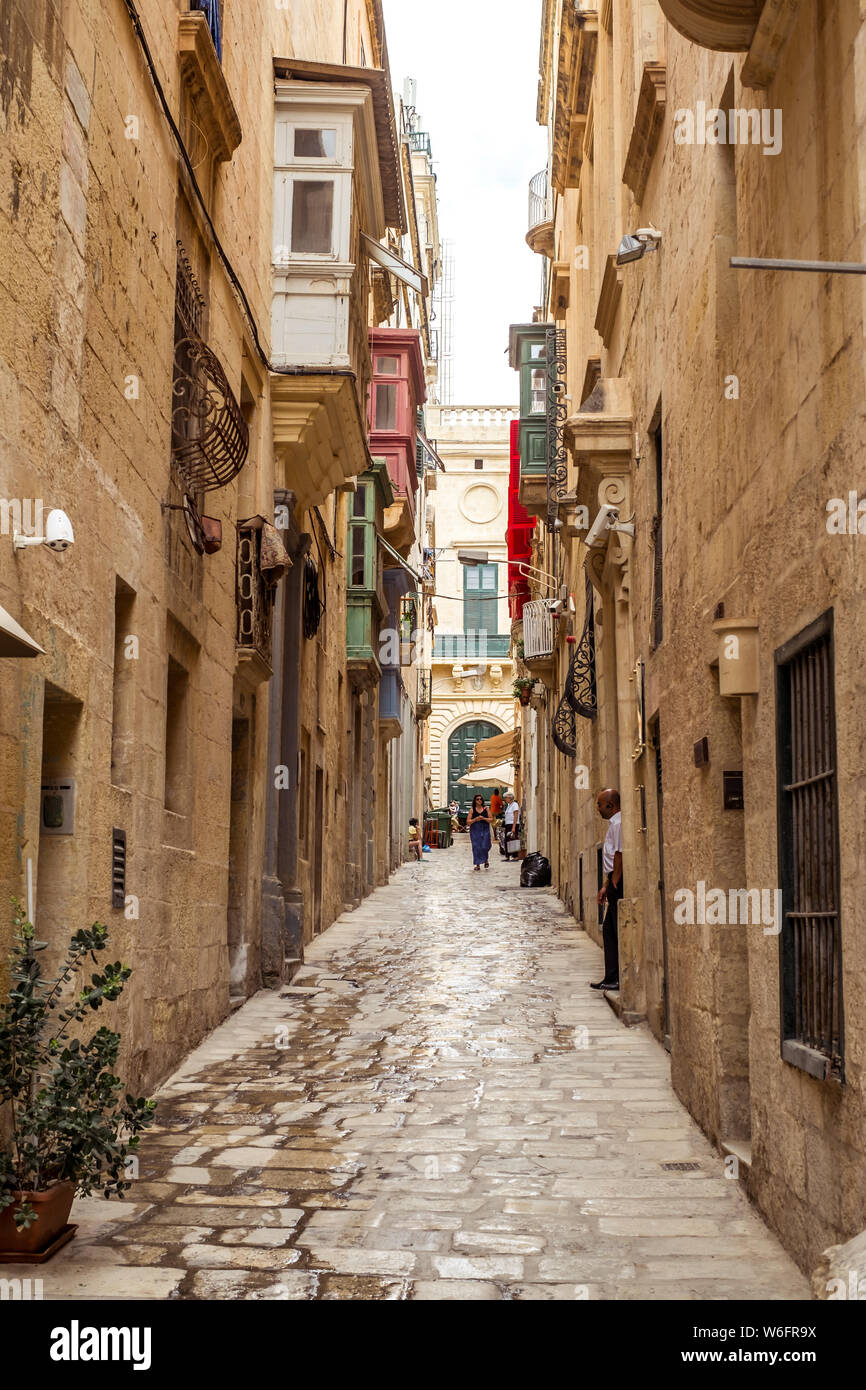 Valletta Malta, July 16 2019. Traditional architecture in Valletta Old ...