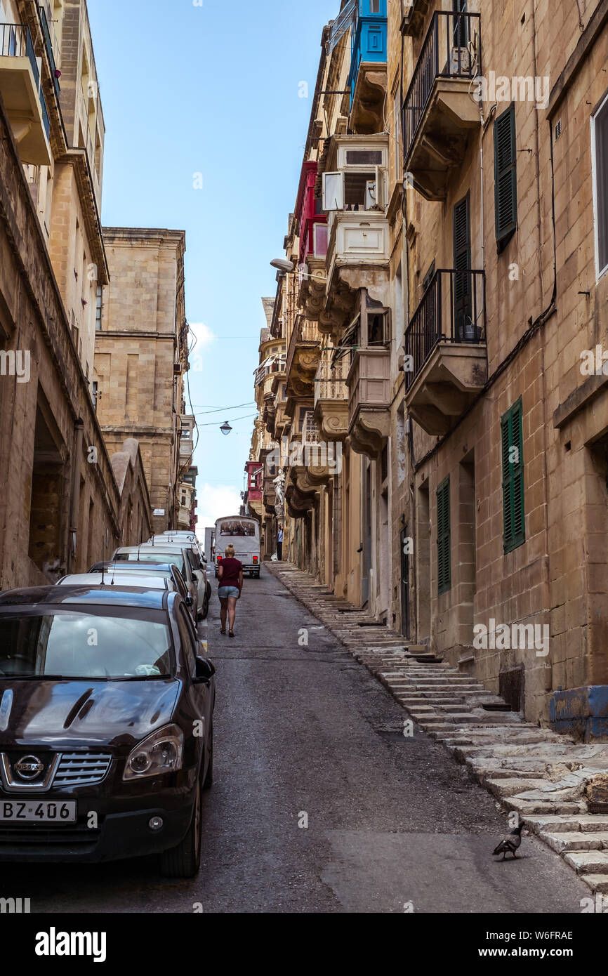 Valletta Malta, July 16 2019. Traditional architecture in Valletta Old ...