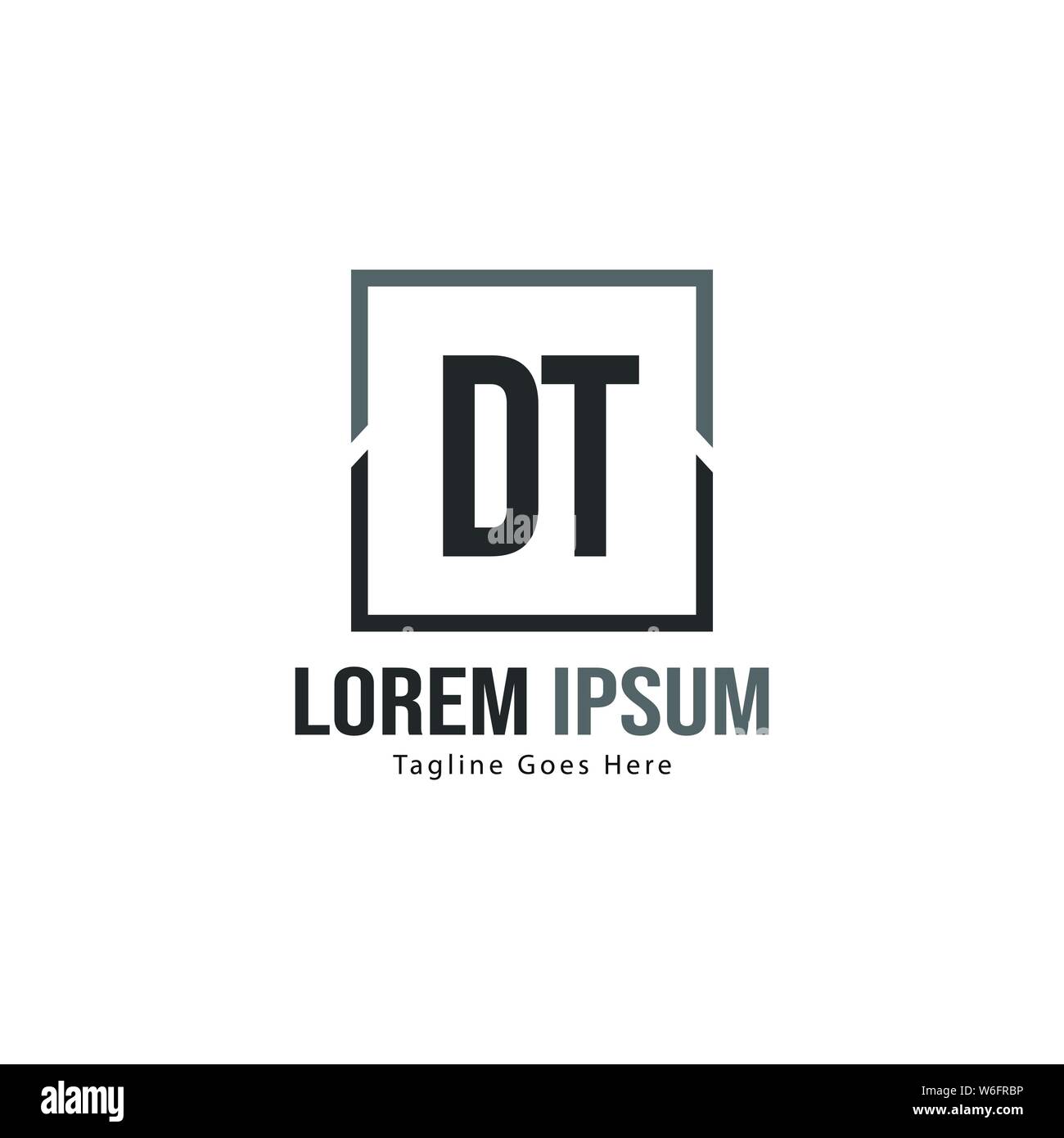 Initial DT logo template with modern frame. Minimalist DT letter logo ...