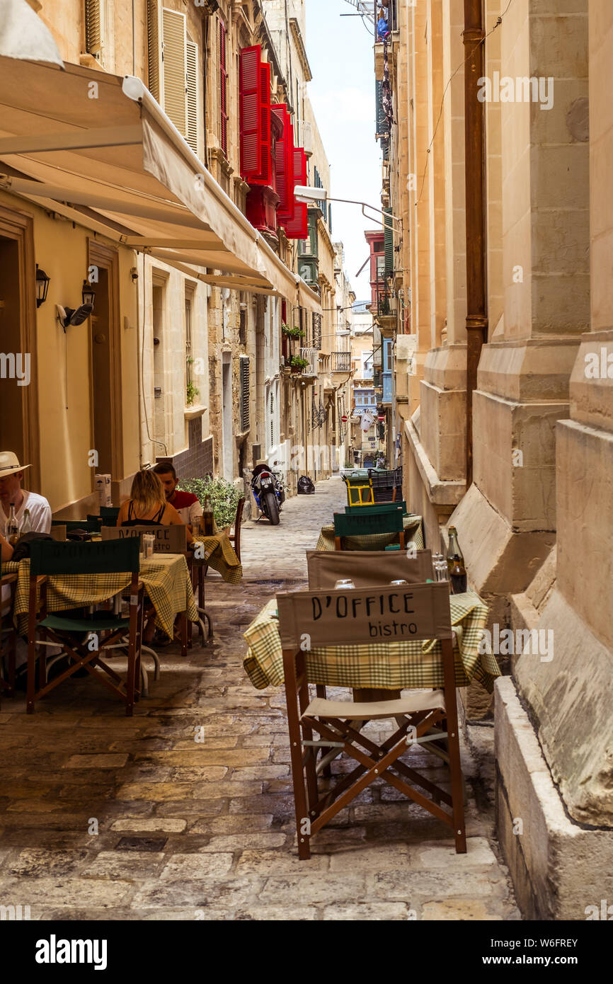 Valletta Malta, July 16 2019. Traditional architecture in Valletta Old ...