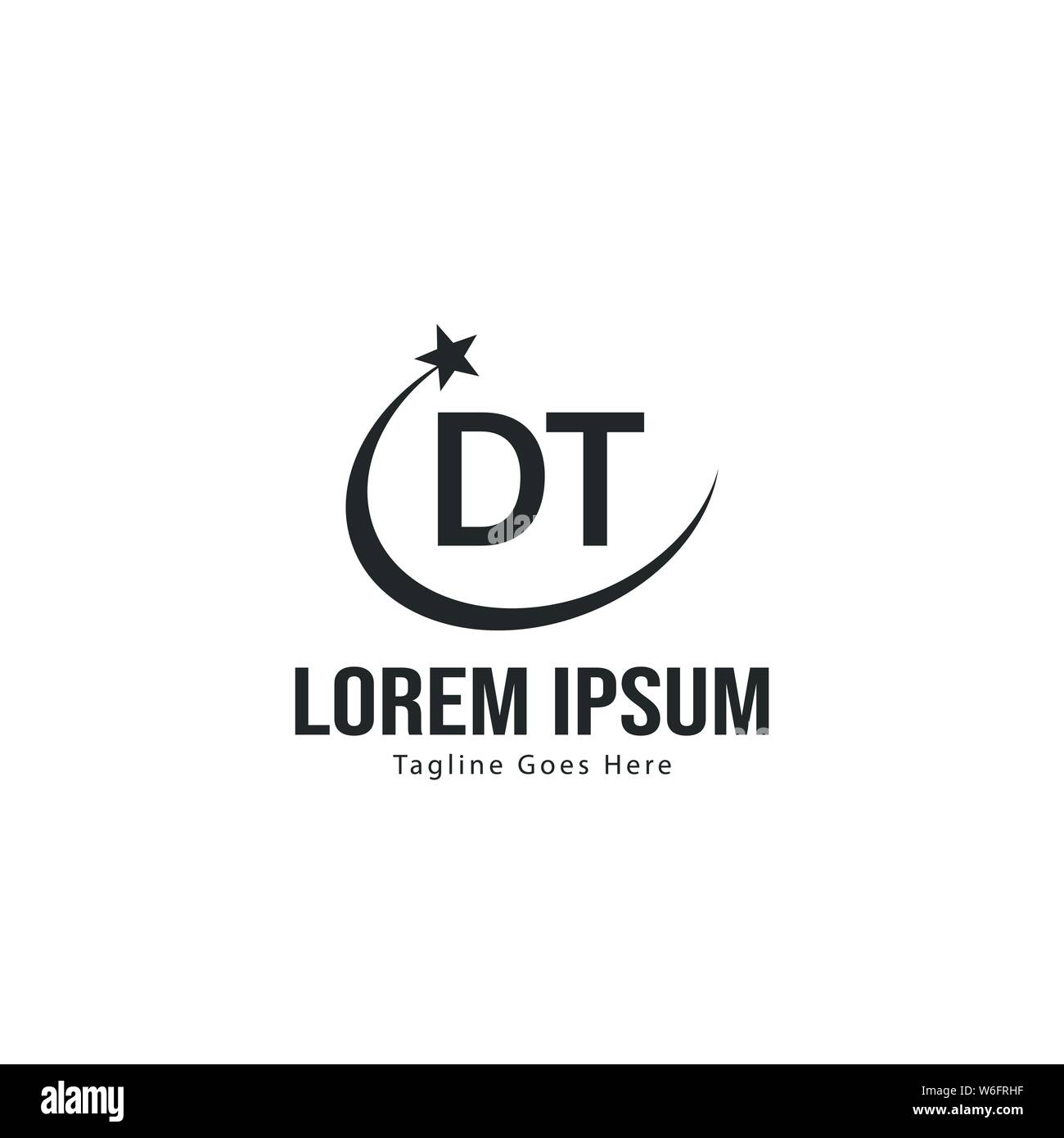 Initial DT logo template with modern frame. Minimalist DT letter logo ...