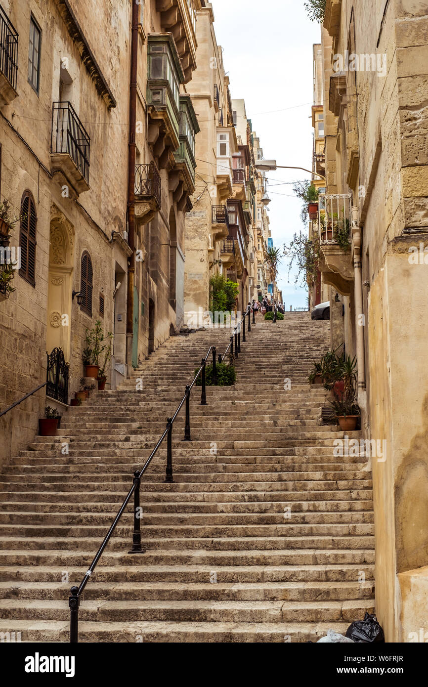 Valletta Malta, July 16 2019. Traditional architecture in Valletta Old ...