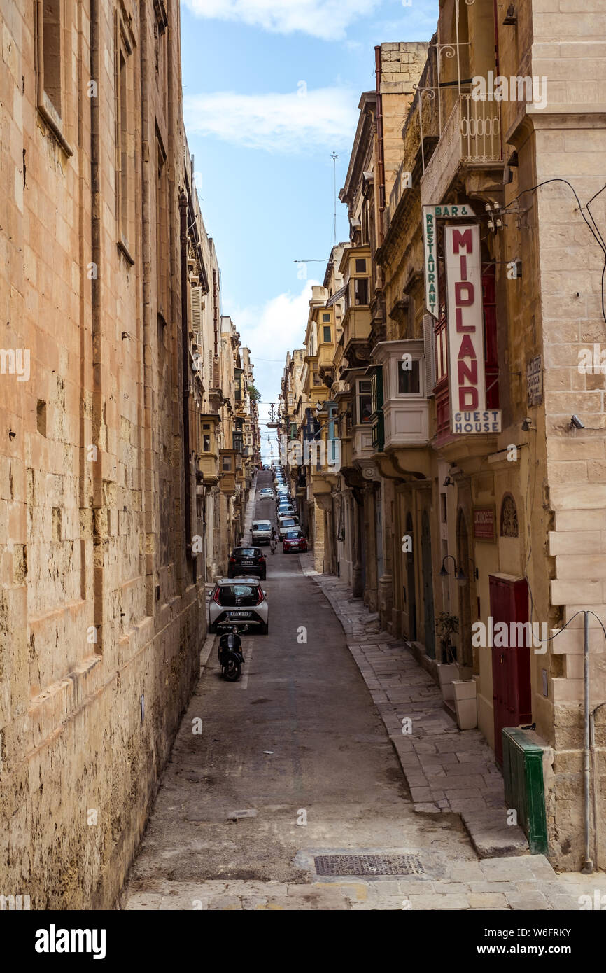 Valletta Malta, July 16 2019. Traditional architecture in Valletta Old ...