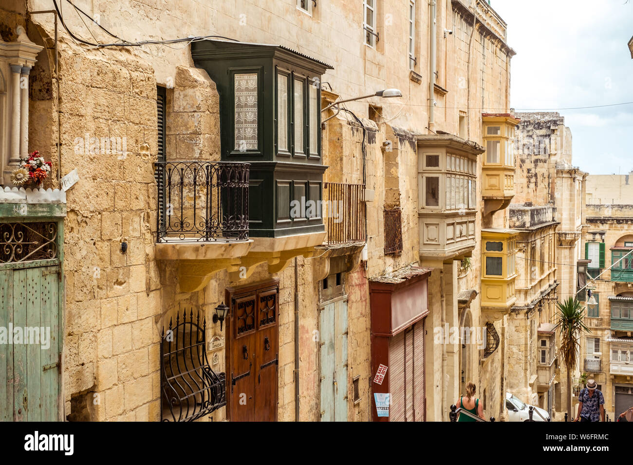 Valletta Malta, July 16 2019. Traditional architecture in Valletta Old ...