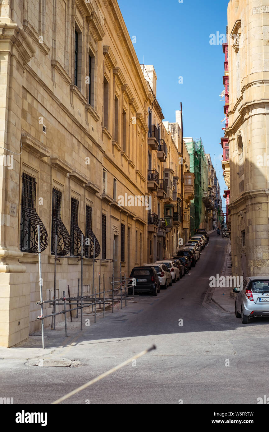 Valletta Malta, July 16 2019. Traditional architecture in Valletta Old ...