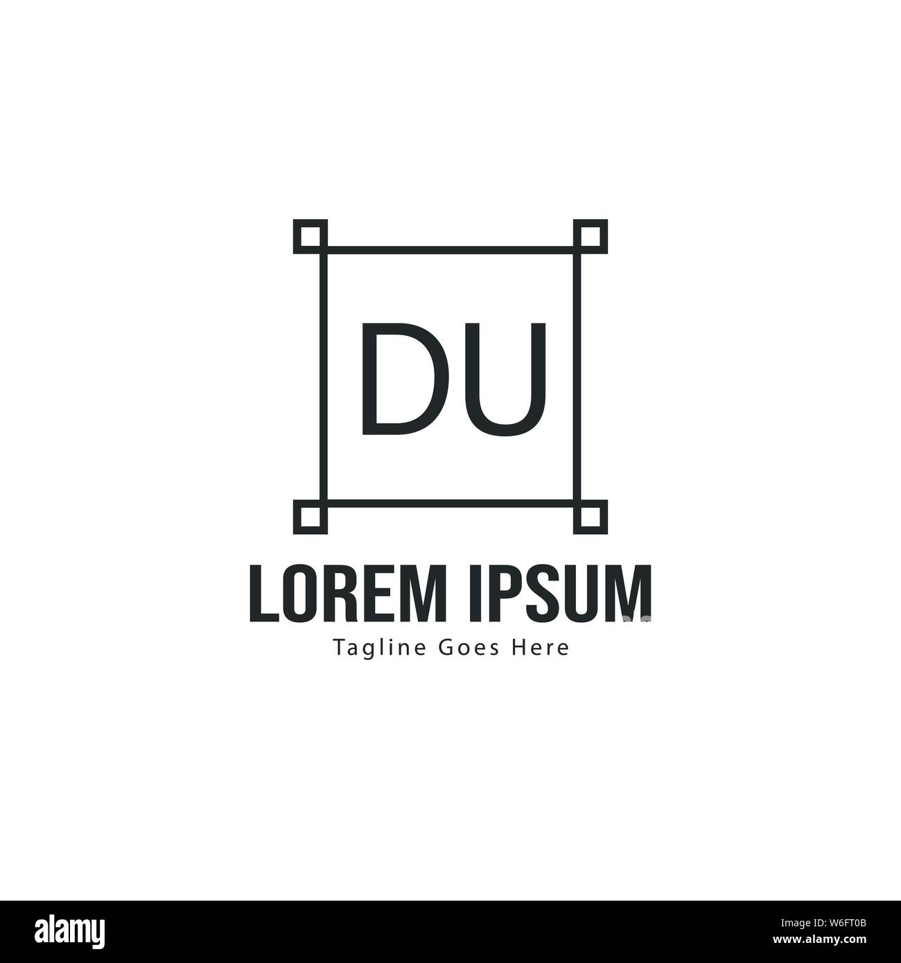Initial DU logo template with modern frame. Minimalist DU letter logo ...