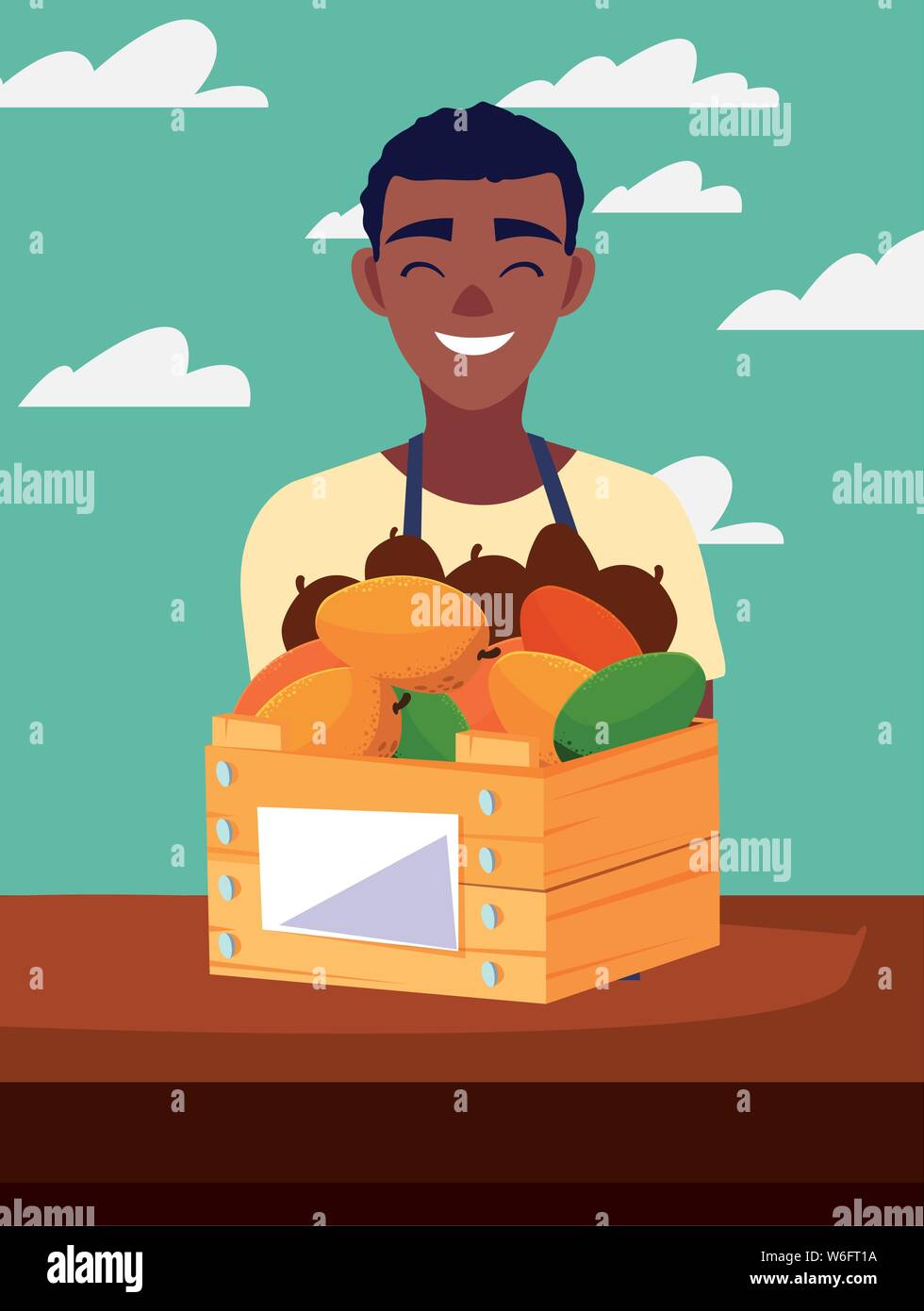 seller man farm products harvest mango vector illustration Stock Vector ...