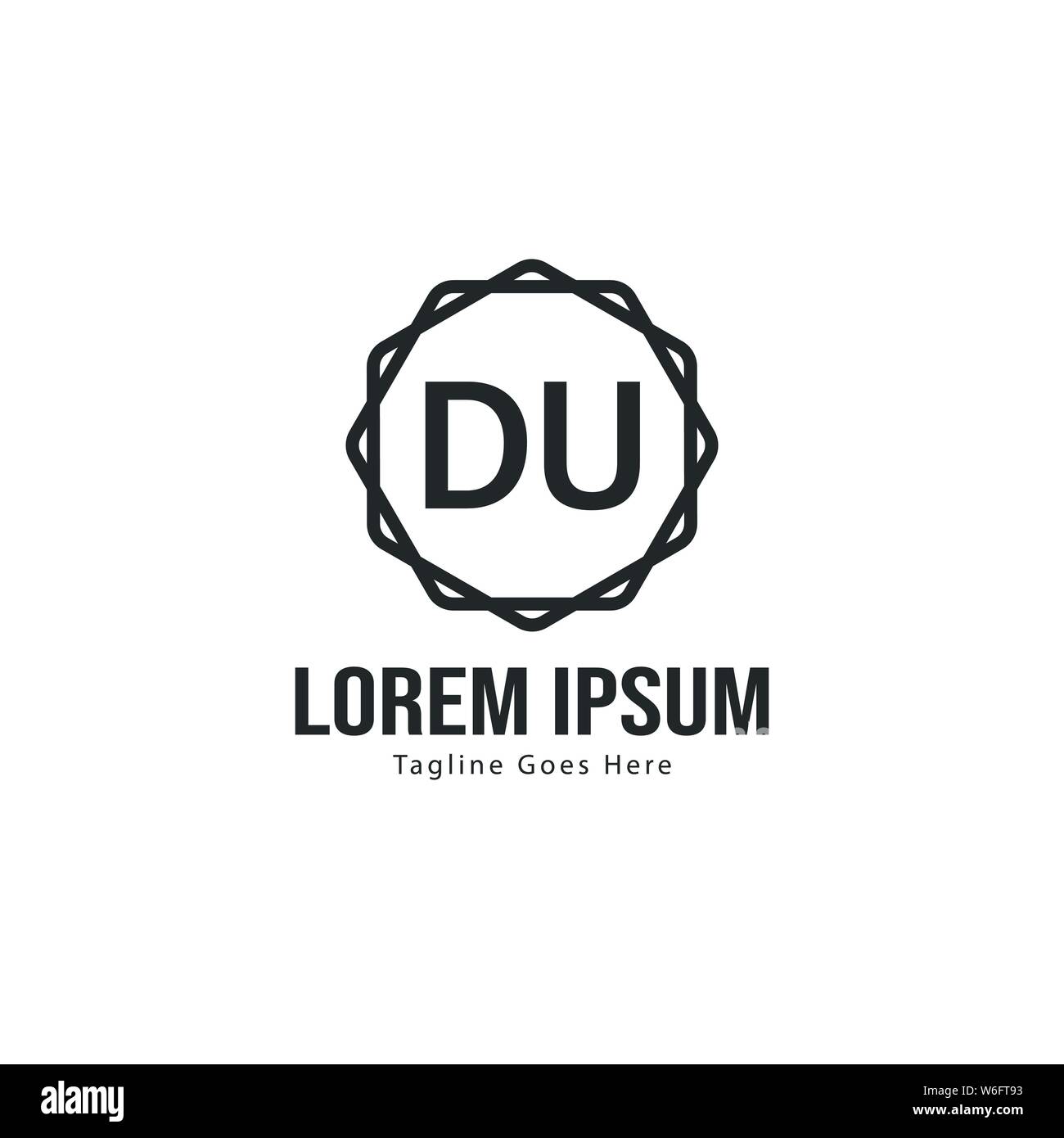 Initial DU logo template with modern frame. Minimalist DU letter logo ...