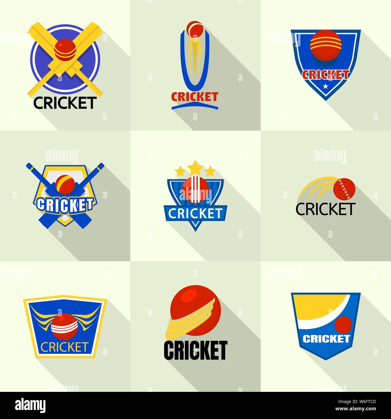 Cricket logo set, flat style Stock Vector Image & Art - Alamy