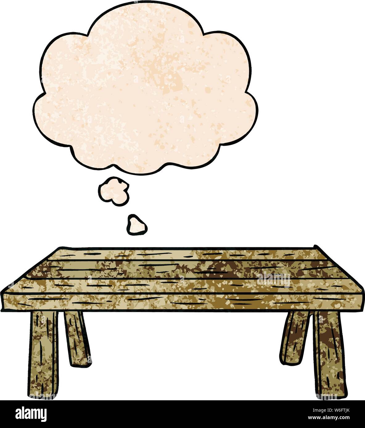 cartoon table with thought bubble in grunge texture style Stock Vector ...
